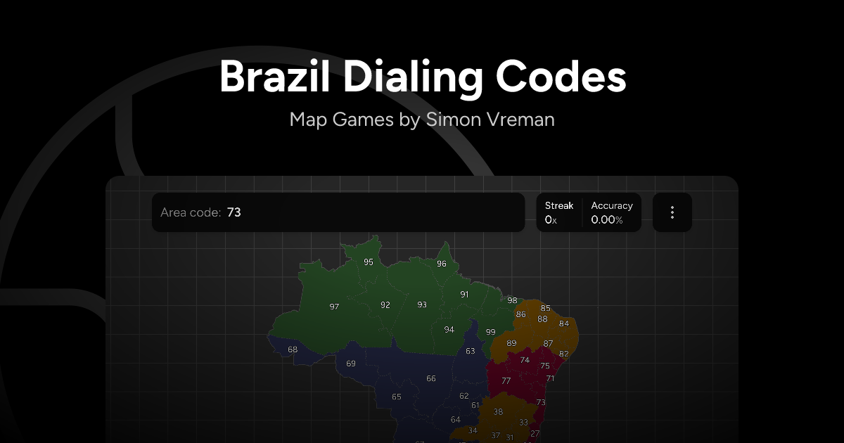 Brazil Dialing Codes | Map Games